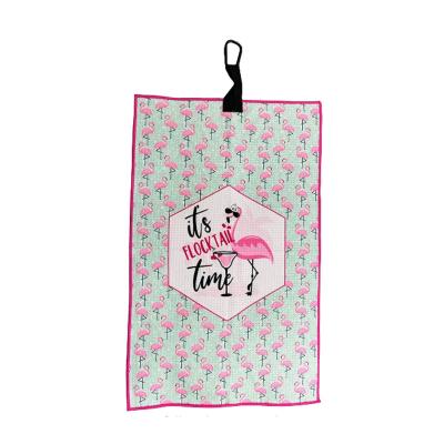 China OEM ODM Printed Microfiber Waffle Weave Golf Towel Custom Logo for sale