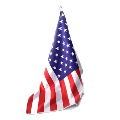 Китай Портативное полиэфирное сублимированное полотенце для гольфа из микрофибры с вафельным плетением на заказ с принтом продается