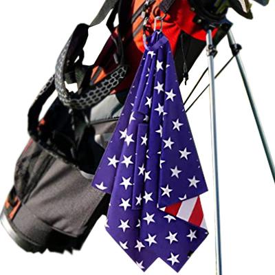 Portable Polyester Sublimated Microfiber Waffle Custom Print Golf Towel with clip