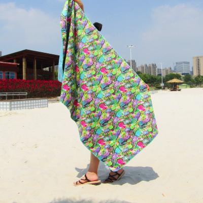 China Customized Sublimation Digital Print Microfiber RPET Suede Beach Towel Sand Proof for sale