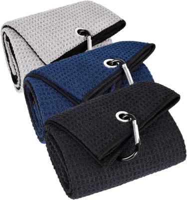 China logo Personalized Microfiber Fabric Waffle Pattern Microfiber Golf Towels Quick Dry with Custom Funny Design for sale