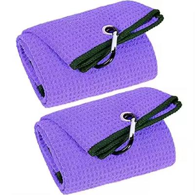 China Handy Picks Microfiber Waffle Golf Towel With Carabiner Clip, Waffle Pattern Hook and Loop Fastener the Convenient Golf Cleaning Towel for sale
