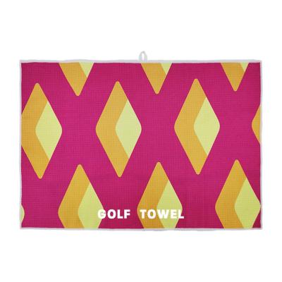 China OEM Custom Design Printed Sublimation Reactive Printed Microfiber Waffle Weave Waffle Golfhanddoek Te koop