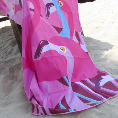China Custom Made Logo Private Label Digital Printing Sublimated Green Leaf Design Microfiber Beach Towel for sale