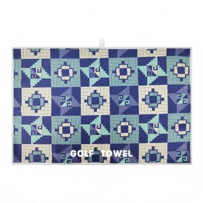 중국 디지털 인쇄 슈퍼 흡수 마이크로 파이버 와플 엮기 골프 수건 주문형 개인화 마이크로 파이버 골프 수건 호크 판매용