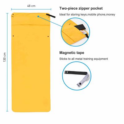 Китай Микрофибра замша Быстросохнущее Индивидуальный принт Логотип Пот Худи Микрофибра Спортивное полотенце с карманом на молнии продается