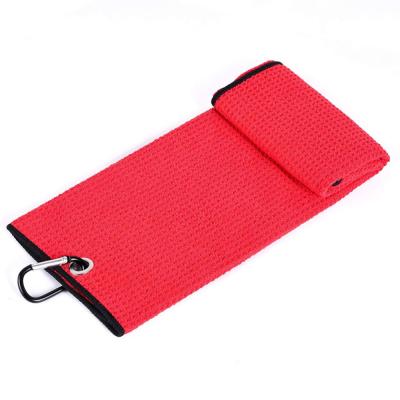 China Custom Designed Microfiebr Golf Towel Fashion Microfiber Waffle Sports Towel Wiping Rod Sweat Absorbing Soft Gym Towel Printed Techniques Small for sale