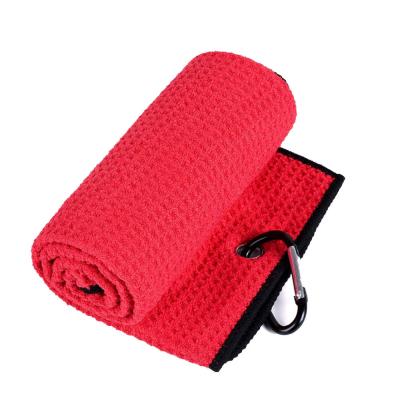 China Digital Print Sublimation beach Microfiber Waffle Golf Towel Custom Logo for sale