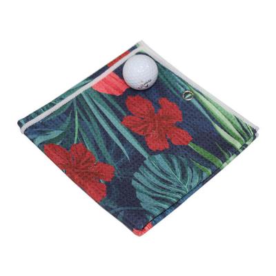 China Custom Printed Logo High Quality Golf Towels Microfiber Waffle Golf Towel With Hook for sale