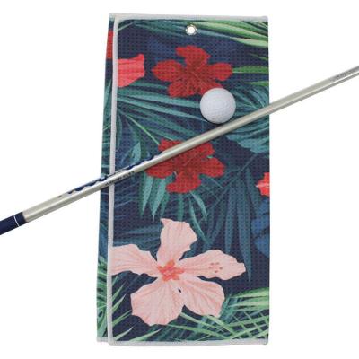 China Oversized Waffle Microfiber Golf Cleaning Towel Double Side Sublimation Printed Microfiber Golf Towel for sale
