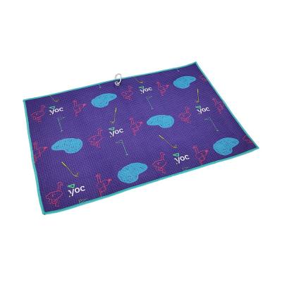 China custom woven pattern embroidered transfer print golf towel for golf waffle super absorbent sublimation for sale