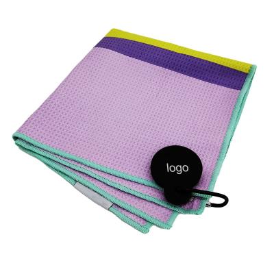 China Sublimation printed microfiber microfiber waffle golf towel custom logo for sale