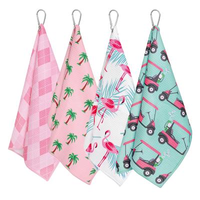 China Microfiber Fabric Waffle Golf Towel 14 Color Custom Size for sale