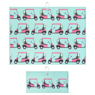 China Custom Golf Towel Waffle Weave Microfiber /golf Microfiber Golf Towel Digital Print for sale