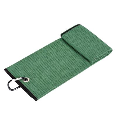 China Square Woven Microfiber Waffle Golf Towel With Cuatom Package for sale