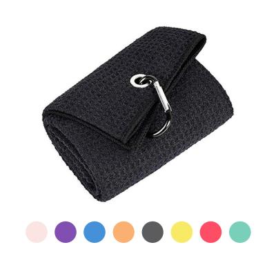 China Custom Printed Sublimation Waffle Microfiber Woven Golf Towels With Logo for sale