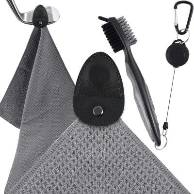 China Customized Embroidery Logo Clip Convenient Hook Loop Waffle Microfiebr Golf Towel for sale