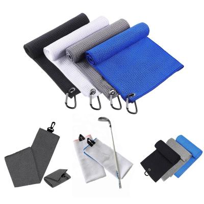 China Recycled Microfiber Waffle Weave Waffle Microfiber Golf Towel Custom Logo With Hook for sale