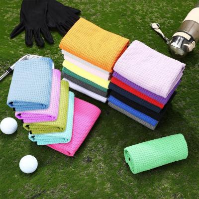 China Microfiber Golf Towel Set Microfiber Fabric Waffle Pattern Towels Unisex Pineapple Grid Golf Towel for sale