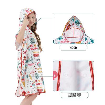 China Quick Dry Microfiber Poncho Towel Printed Design Hooded Beach Towel for sale