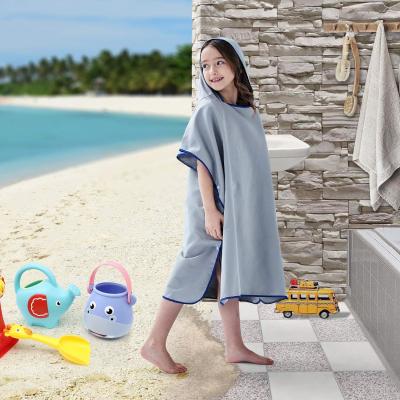 China Customized Sand Free Microfiber Poncho Towel Hooded Changing Towel Robe for sale