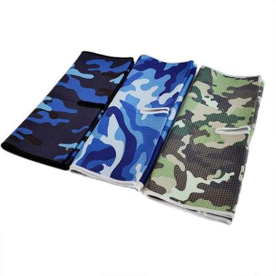 China 40x60cm Custom Printed Logo with Center Hole Waffle Microfiber Golf Towel for sale