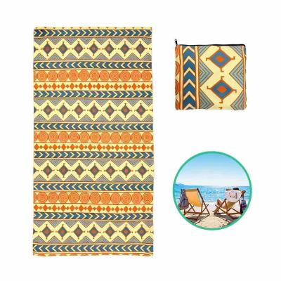 China Quick Dry Suede Travel Towel 2-in-1 bag Wholesale Microfiber Beach Towel for sale