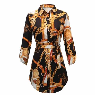 China Chain Printed Chiffon Casual Women Shirts for sale