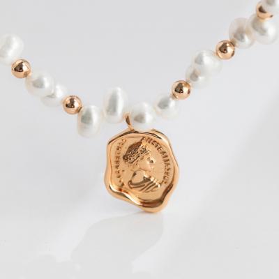 China Freshwater Pearls With Coin Pendant Necklace for sale