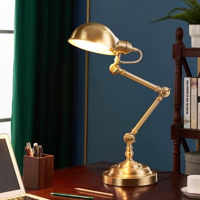 China American Retro Brass Bedside & Study Table Lamp – Adjustable Height Vintage Design for sale