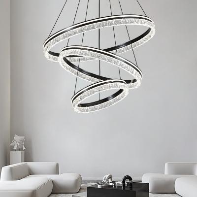 China High-Quality Modern 3-Ring Crystal LED Chandelier for sale