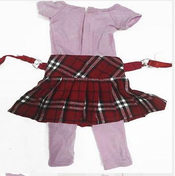 China 2019 new year red plaid skirt for 18 inch vinyl doll clothes for sale