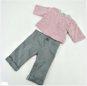 China casual stripe medium sleeve shirts and trousers 18 inch girl doll clothes for sale