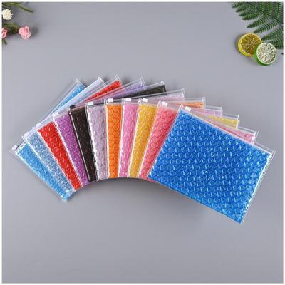 China Custom PVC Plastic Bubble Padded Zip Lock Pouch Makeup Cosmetic Zipper Bubble Mailer for sale