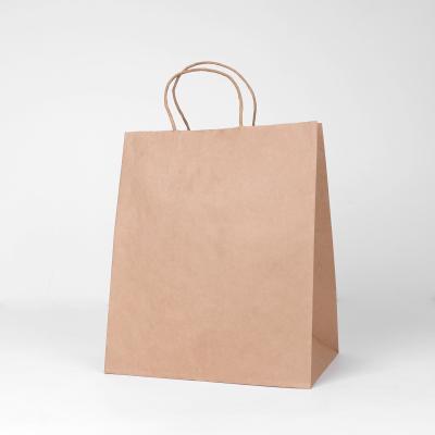 China Recyclable Custom Brown and White Eco Kraft Handle Paper Bags for sale