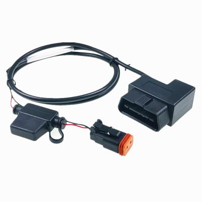 China 16pin OBDII Passthru Cable with Power Break Out and IP68 Rating for Heavy-Duty Automotive Wiring Harness for sale