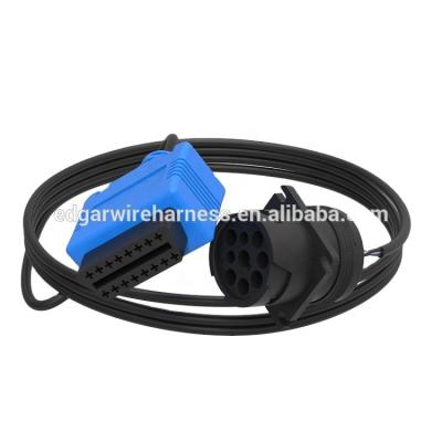 China Durable 9-Pin Deutsch Connector J1939 to OBD2 Adapter Cable with IP68 Waterproof and Customized Length for Heavy-Duty Use for sale