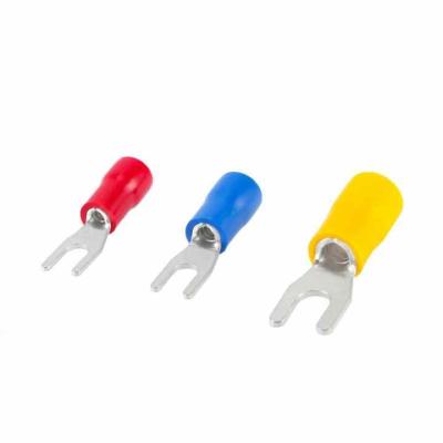 China SV Forked Brass Cold Press Terminal Block U-shaped insulated crimping terminals copper cable connectors terminals for sale