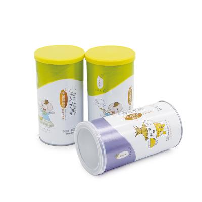 China Custom Food Grade Easy Peel Off Lid Paper Can Empty Cylindrical Paper Cans For Baby Food for sale