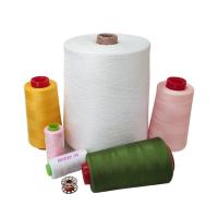China Knotless Core Spun Thread , 100 Polyester Yarn Raw White Ring and TFO for sale