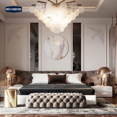 China Soft Bed Comfortable Italian Luxury Bedroom Furniture Set Full Size Bed Frame with Fancy Led Light and Marble Modern Beds for sale