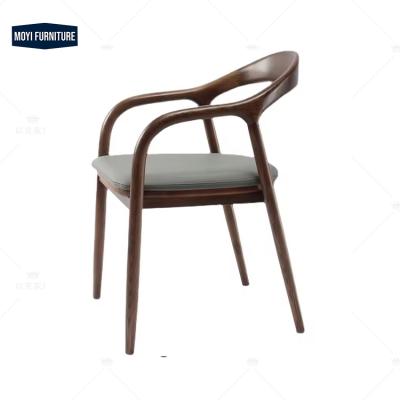 China Dining Room Set Vintage Walnut Nordic Solid Wood Dining Chair Leather Luxury Wooden Chairs Modern Room Dining Table Seating for sale