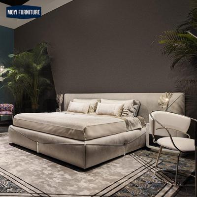 China Synthetic Leather Upholstery Material Modern Super King Size Leather Bed Frame Customized Color Platform Bed Design for sale