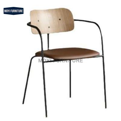 China Home Furniture Iron Leg Bend Wood Cafe Side Chair Perfect for Restaurant Hotel Dining Plywood Chair Wabi Sabi Design Style for sale
