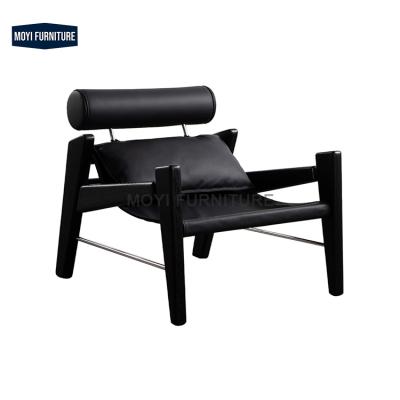 China Foam Filled Light Luxury Single Back Sofa Chair Featuring Solid Wood Legs and Leather Upholstery for Living Room for sale