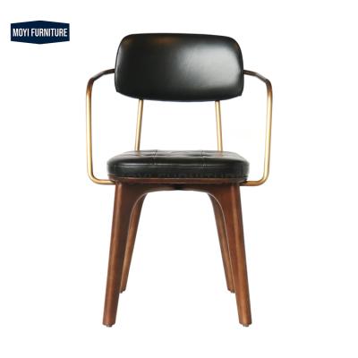 China New Design Industrial Style Dining Chair with Comfortable Cushion and Wooden Legs Restaurant Dining Room Chair for sale