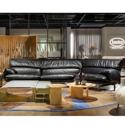 China Italy Modern Sectional Sofa Baxter Jo Modular Sofa Set Black Leather Couch Leisure Sofa for sale