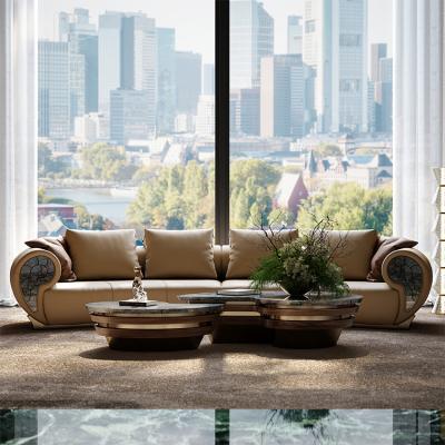China Modern Creative Conch Sofa Leather High-End Luxury Curved Design Extendable for Villa Living Room or Apartment for sale