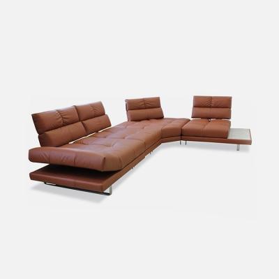 China Italian All-leather Sofa Movable Modern Classic Corner Sofa Back Large Villa Luxury Leather Sofa for sale