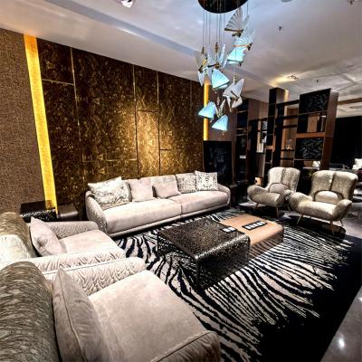 China New Design Microfiber Fabric Leather Sofa Home Furniture House Sofa Set Luxury Living Room With Brass Legs for sale